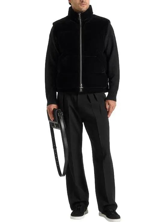 Manière De Voir Velvet Puffer Gilet With Dual-zip Fastening - Black
