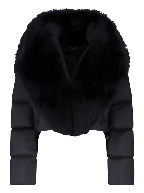 Gucci Padded Jacket With Shearling Collar - Black
