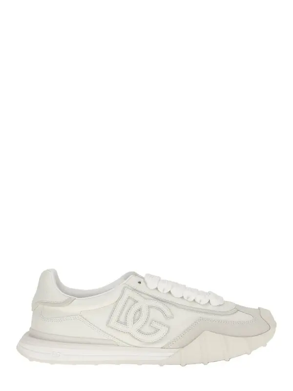 Dolce & Gabbana Athletic Fabric And Leather Lace-up Sneakers - White