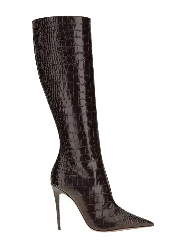 Paris Texas Vera Crocodile-effect Tall Boots - Brown