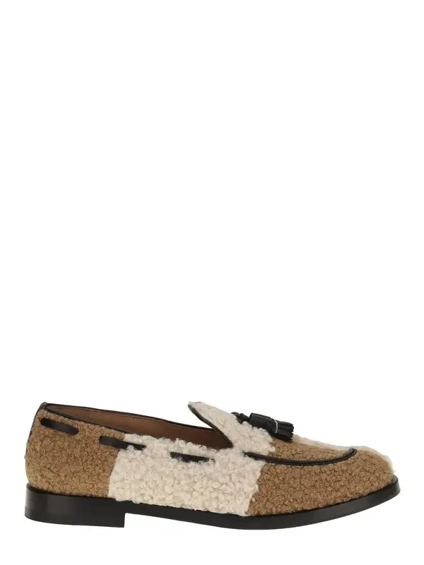 Fratelli Rossetti Two-tone Bouclé-effect Loafers - Beige