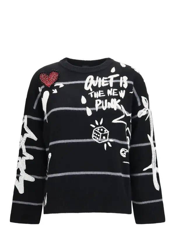 Pinko Andros Wool Sweater With Embroidered Details - Black