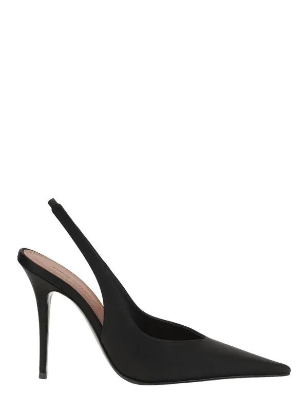 Amina Muaddi Anok Satin Slingback Pumps - Black