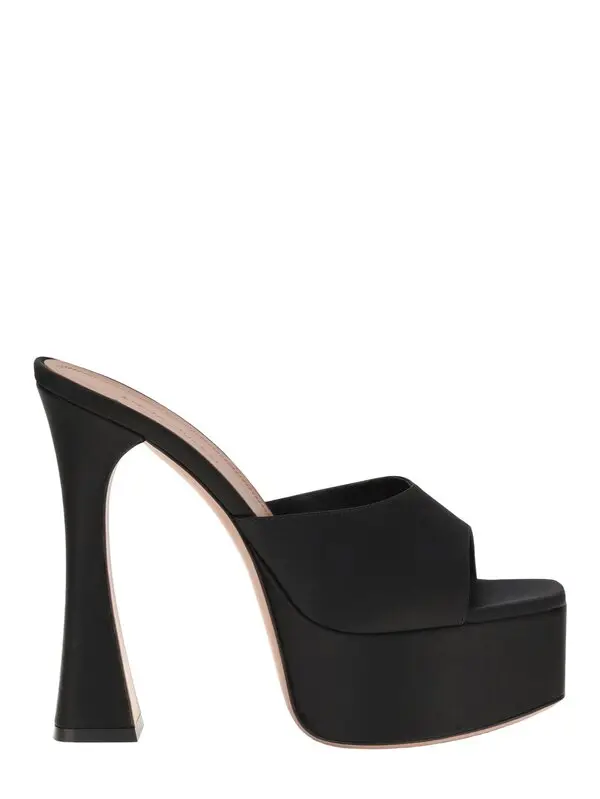Amina Muaddi Dalida Satin Platform Sandals - Black
