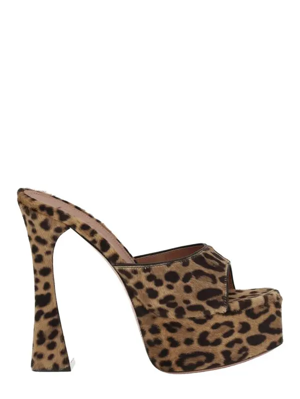 Amina Muaddi Leopard-print Pony Hair Platform Sandals - Beige
