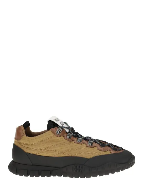 Miu Miu Ripstop Lace-up Sneakers - Beige