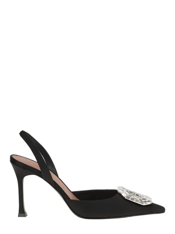 Amina Muaddi Camelia Satin Slingback Pumps - Black