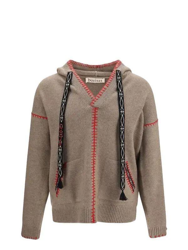 BAZISZT Hooded Cashmere Kaftan - Beige