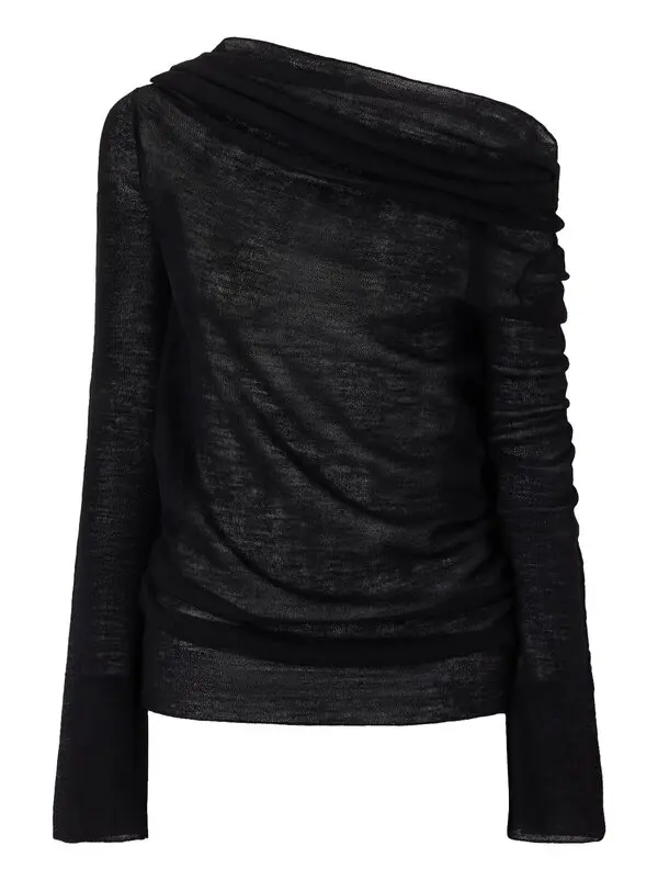 ANN DEMEULEMEESTER Tizziana Off-the-shoulder Wool Blouse - Black