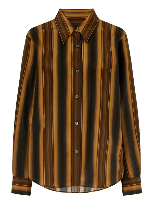 Marni Striped Cotton And Silk-blend Shirt - Orange