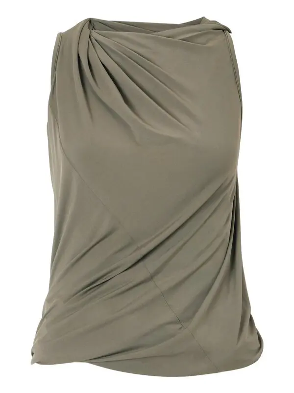 Rick Owens Luna Draped Crepe-jersey Tank - Green