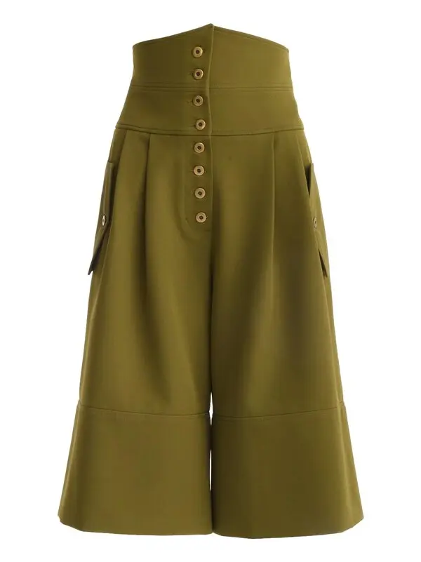 JULIA ALLERT High-waisted Cargo Culotte Shorts - Green