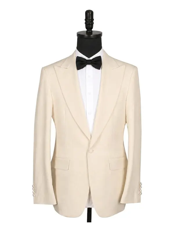DAVID WEJ Neutrals Alfredo Single Breasted Peak Lapel Blazer In Ivory - White