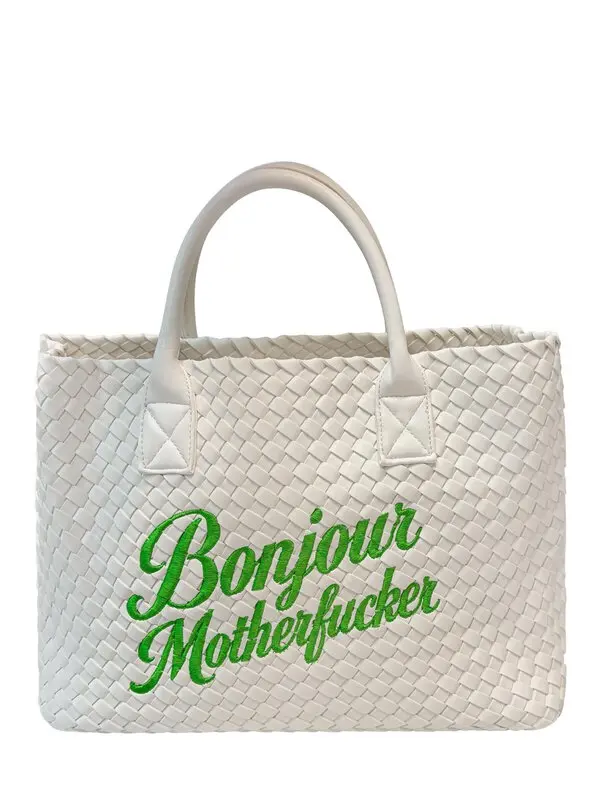 LILLY LOVES Bonjour Motherfucker Tote Bag - White