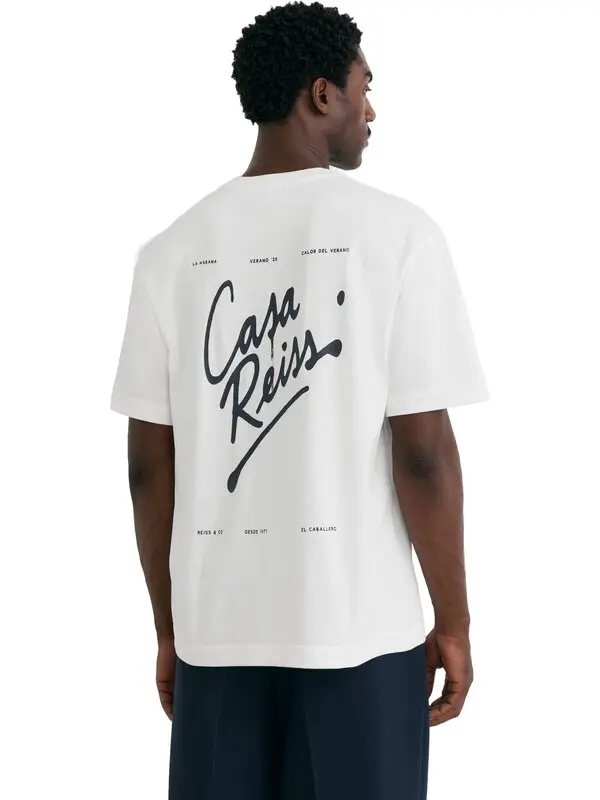 REISS Casa Cotton Logo Short-sleeve Relaxed T-shirt - White