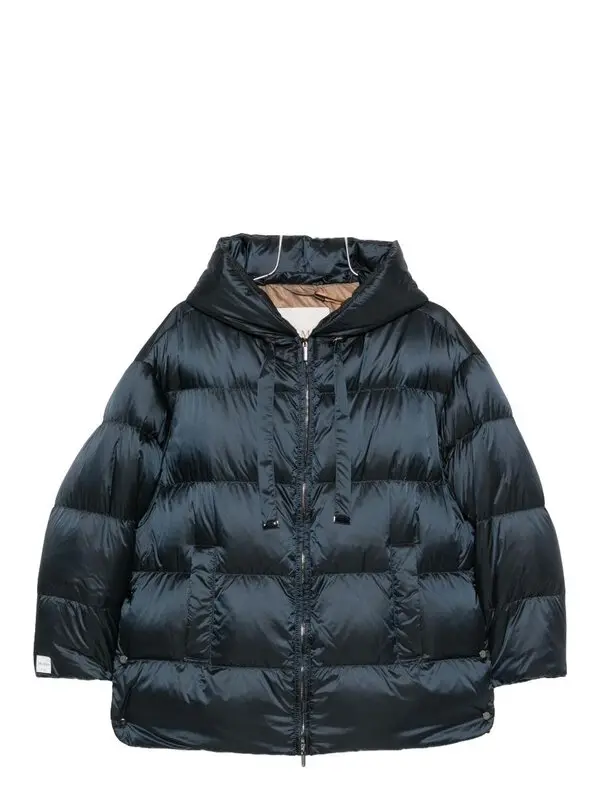 Max Mara Padded Midi Down Vest With Hood - Blue