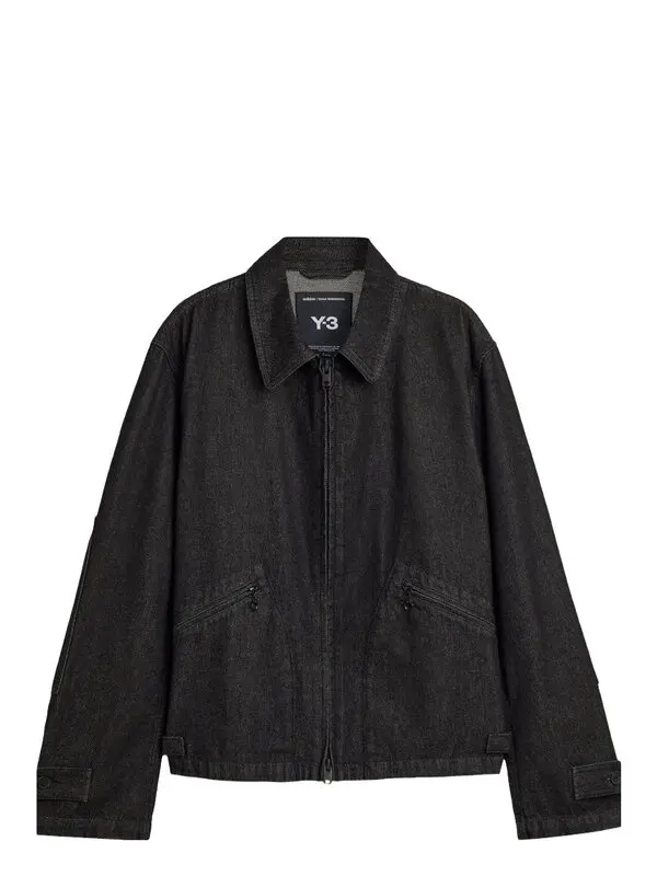 Y3 Denim Cotton Zip-up Jacket - Black