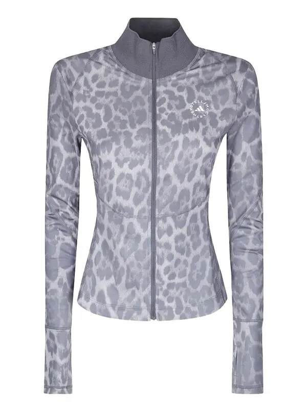 Adidas By Stella McCartney Leopard Print Zipped Sweatshirt - Grey