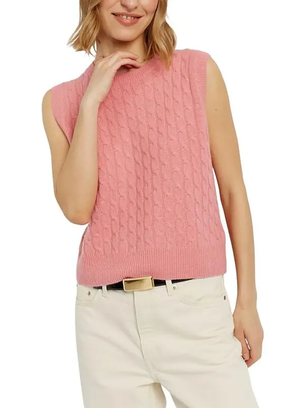 Chinti & Parker Pure Cashmere Cabled Tank - Salmon