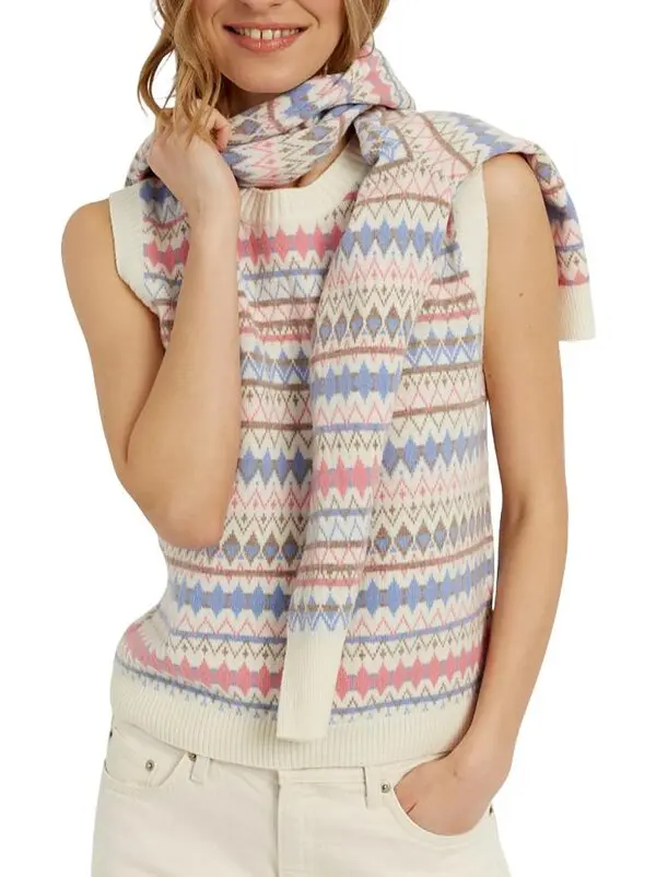 Chinti & Parker Fair Isle Wool Cashmere V-neck Tank - Cream