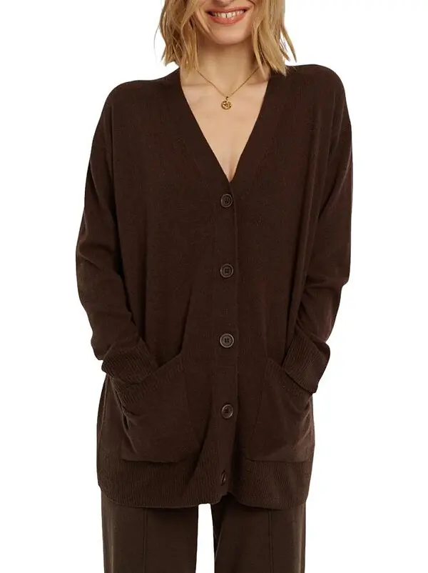 Chinti & Parker Long Wool-cashmere Cardigan - Chocolate