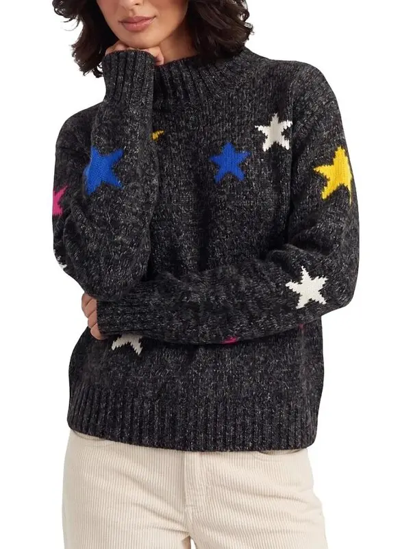 Chinti & Parker Wool-cashmere Blend Star Roll Neck Sweater - Black