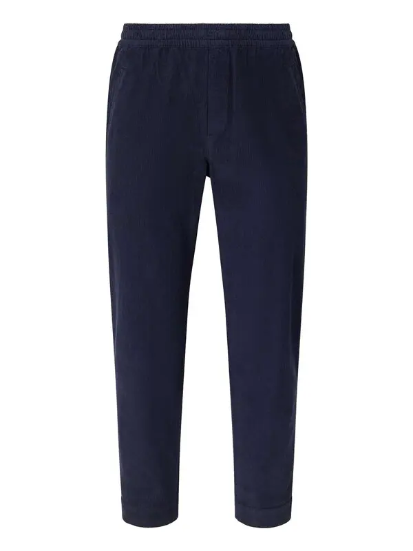 Folk Drawcord Assembly Straight-leg Brushed Cotton Trousers - Navy