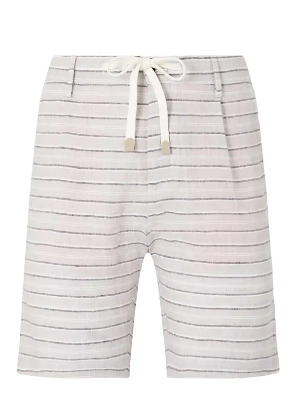 Eleventy Straight-leg Striped Linen Shorts - Beige