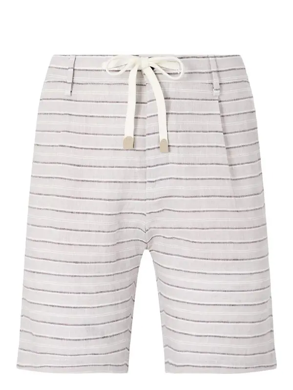 Eleventy Straight-leg Striped Linen Shorts - Neutrals