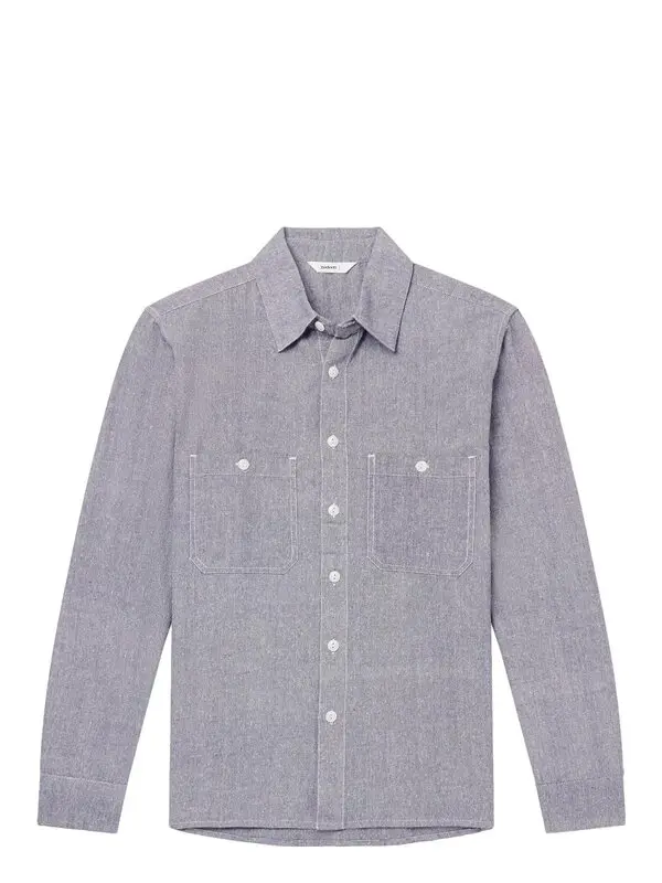 3sixteen Utility Cotton And Silk-blend Chambray Shirt - Gray
