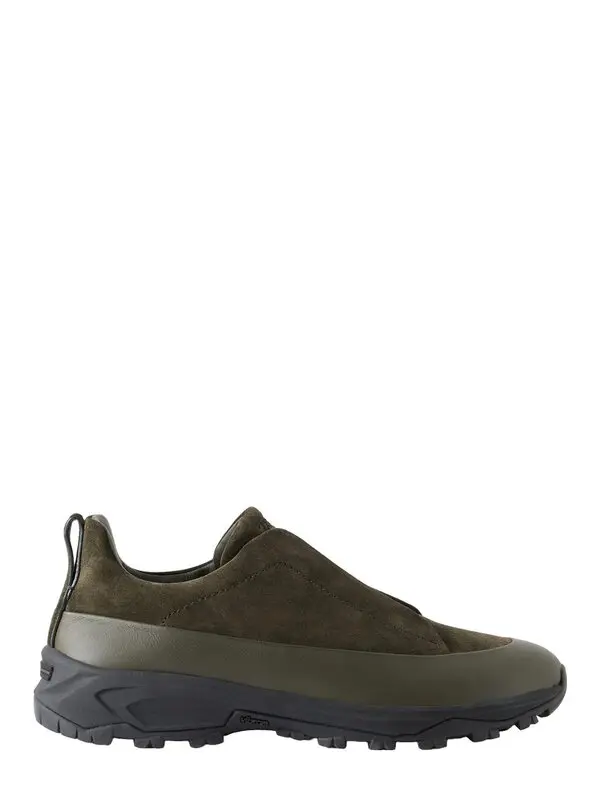 Zegna Triple Stitch Monte Suede Sneakers - Green