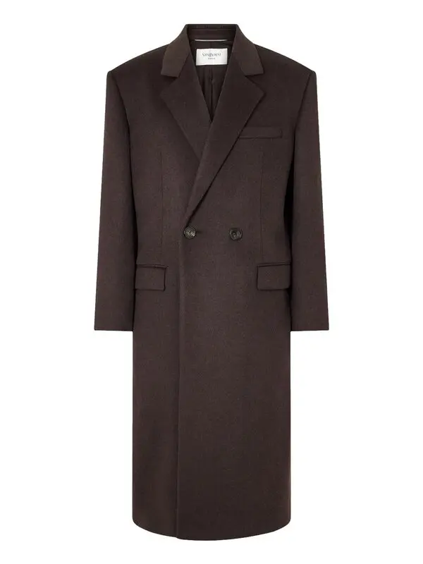 Saint Laurent Double-breasted Felted Wool Coat - Brown