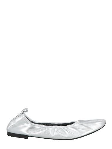 Tory Burch Metallic Leather Ballet Flats - Silver