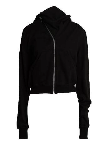 Rick Owens Cotton Jersey Zip-up Hoodie - Black