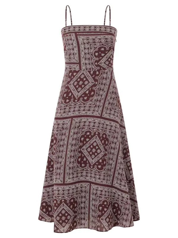 Veronica Beard Kitt Printed Cotton-blend Midi Dress - Burgundy