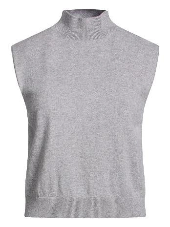 TENSIONE IN Sleeveless Turtleneck In Light Wool, Cashmere, And Metallic Fiber - Grey