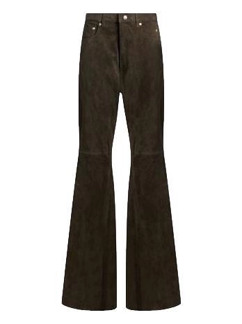 Rick Owens Dark Calfskin Flared Trousers - Brown