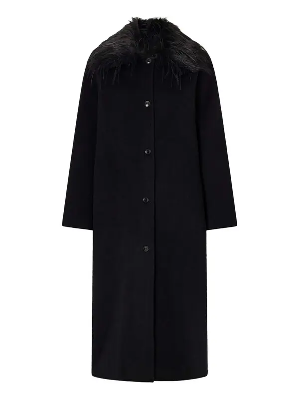 Loulou De Saison Plush-trimmed Wool And Cashmere-blend Coat - Black