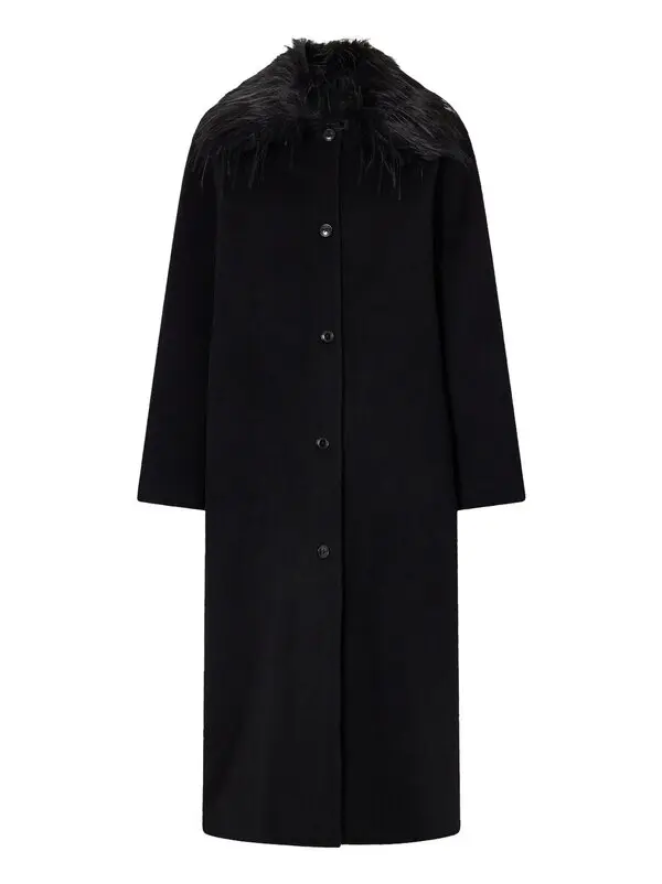 Loulou De Saison Plush-trimmed Wool And Cashmere-blend Coat - Black
