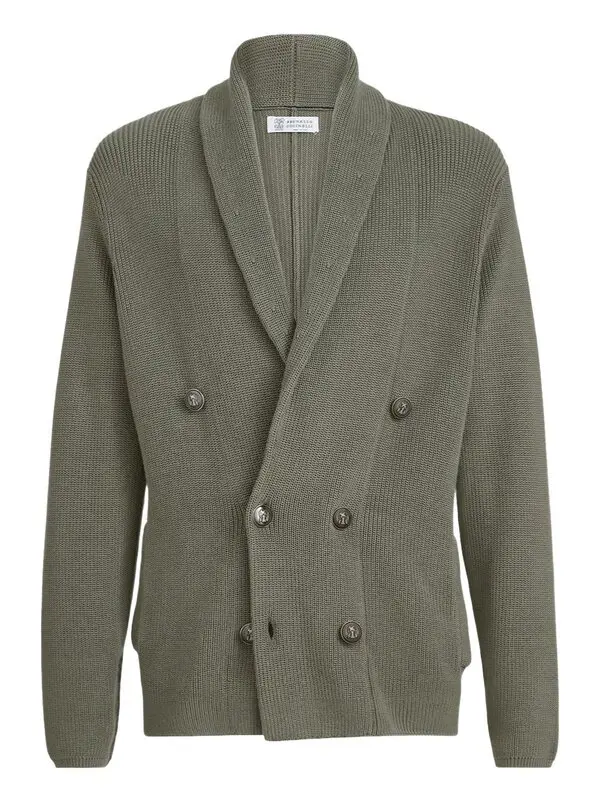 Brunello Cucinelli Double-breasted Knitted Cardigan - Khaki