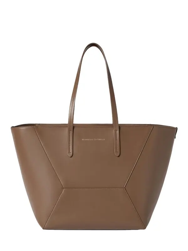 Brunello Cucinelli Calfskin Monili Tote Bag - Brown