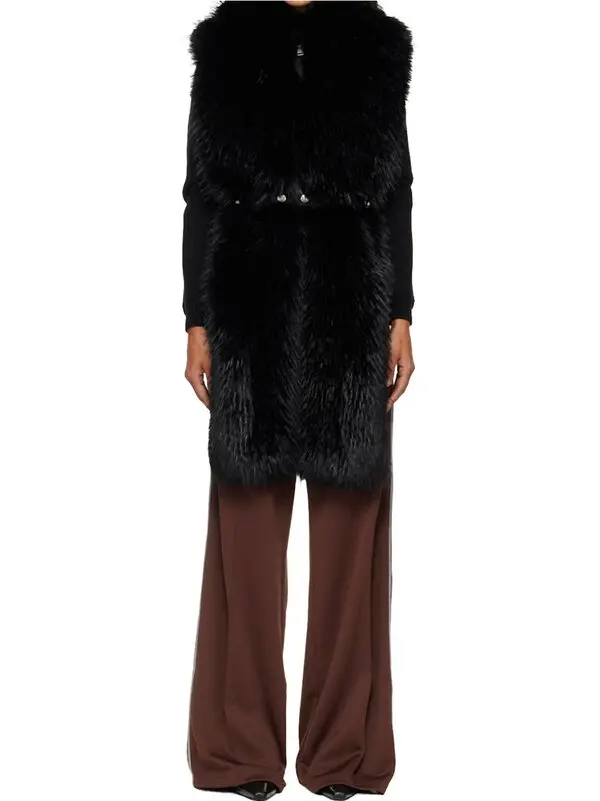 Moncler Faux Fur Hooded Gilet - Black