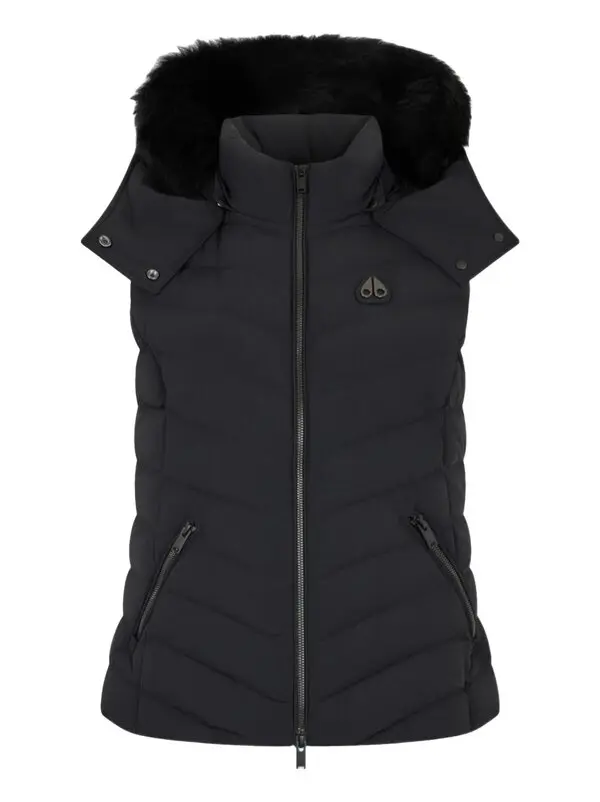 Moose Knuckles Elora Puffer Vest With Fur Hood - Black