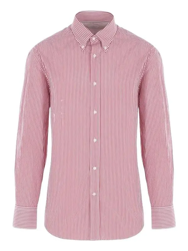Brunello Cucinelli Striped Long Sleeved Shirt - Pink