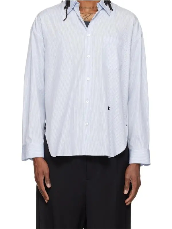 WOOYOUNGMI Vertical-stripe Chest-pocket Shirt - Blue