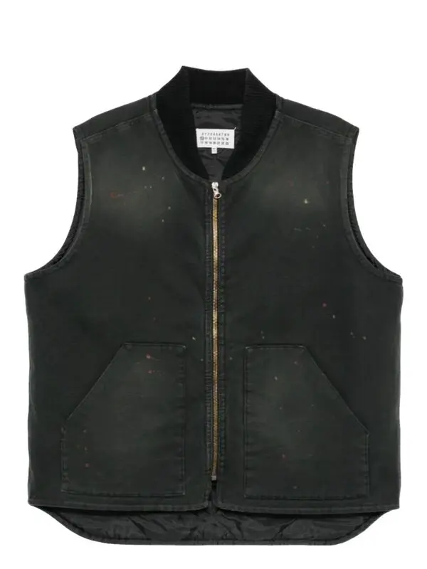 MAISON MARGIELA Paint-splatter Zip-up Gilet - Grey