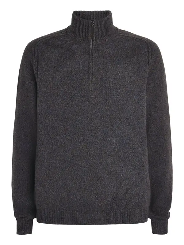 Sease Cashmere Mouliné Half-zip Sweater - Brown