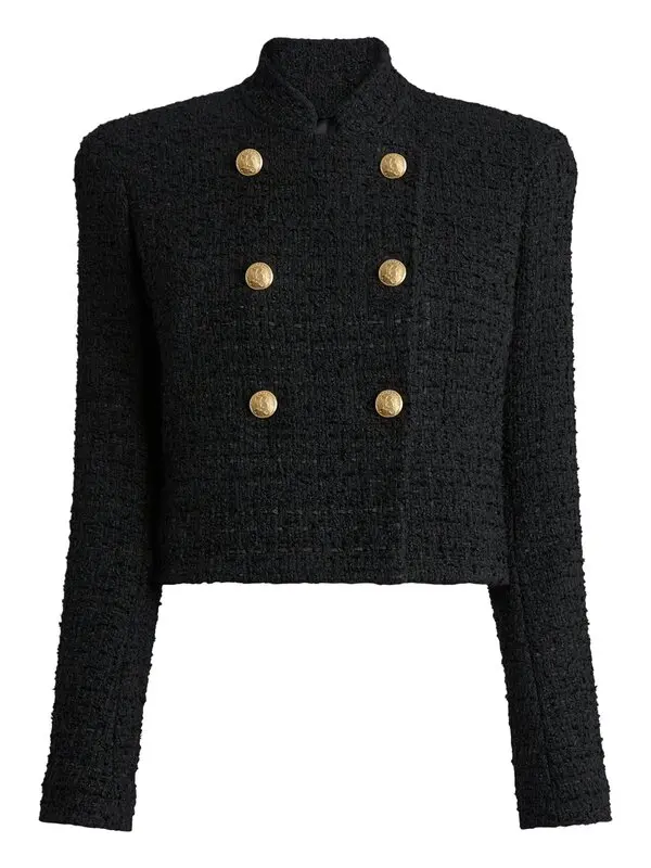 Balmain Tweed Officer Jacket - Black