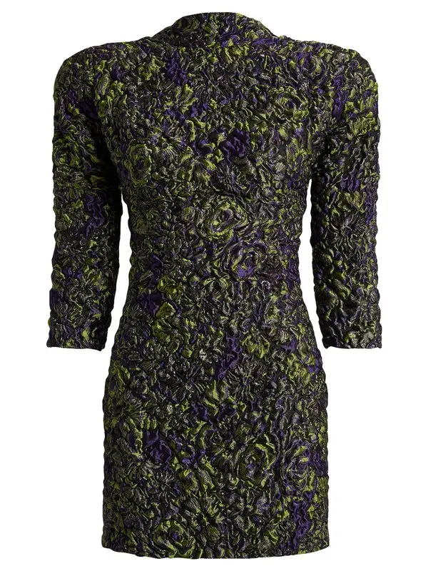 Balmain Bubble-patterned Jacquard Mini Dress - Green