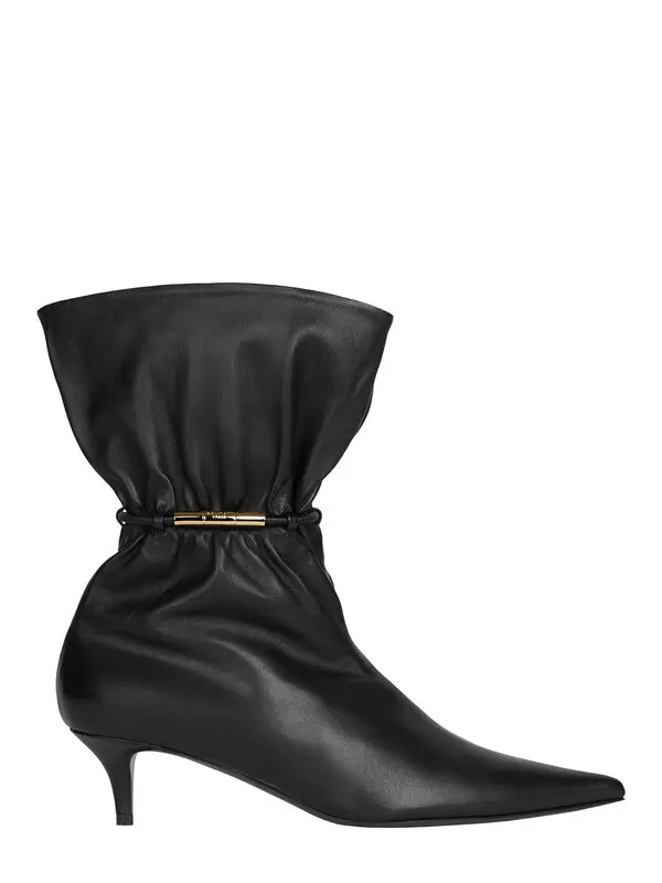 Balmain Lambskin Sphynx Ankle Boots With Gold Tone Hardware - Black